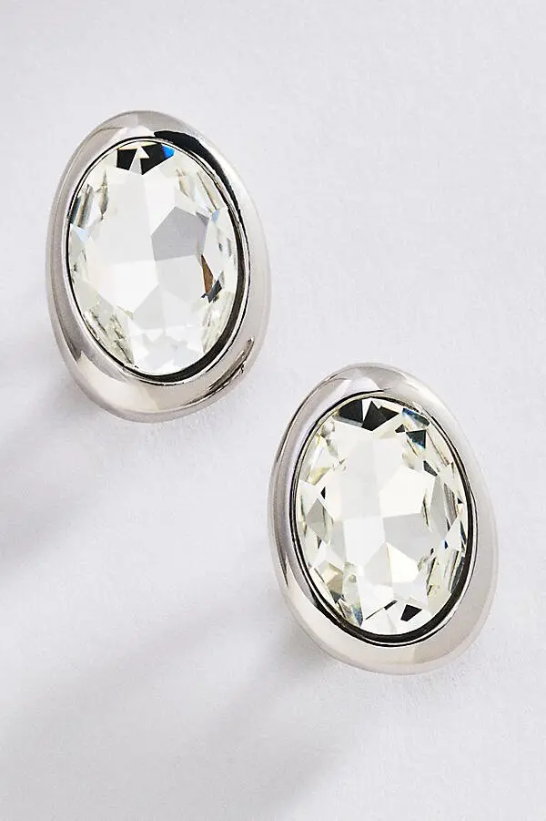 Anthropologie Overd Crystal Earrgs - Silver
