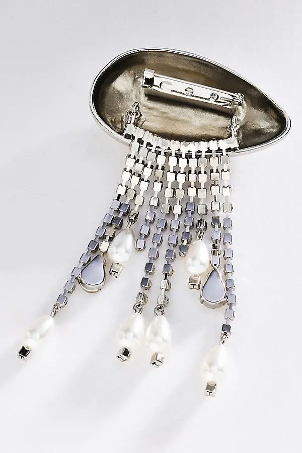 Anthropologie Drippg Pearl Brooch - Silver