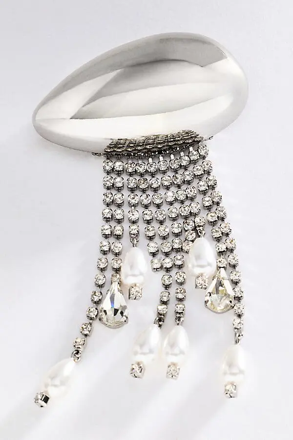 Anthropologie Drippg Pearl Brooch - Silver