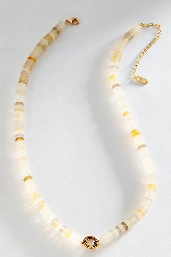 Anthropologie Rabow Beaded Necklace - Neutral Pattern