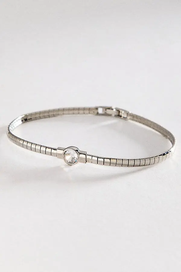 Anthropologie Structured Bezel Bracelet - Silver