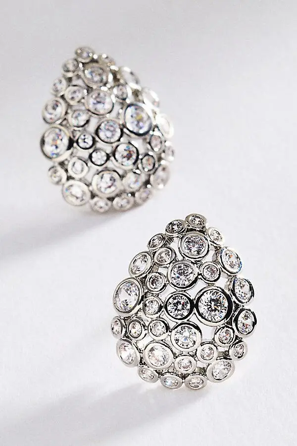 Anthropologie Encrusted Pear Earrgs - Silver