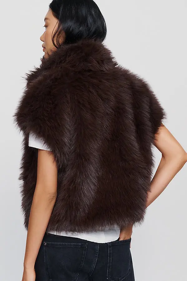 Sanctuary Faux Fur Vest Jacket - Brown