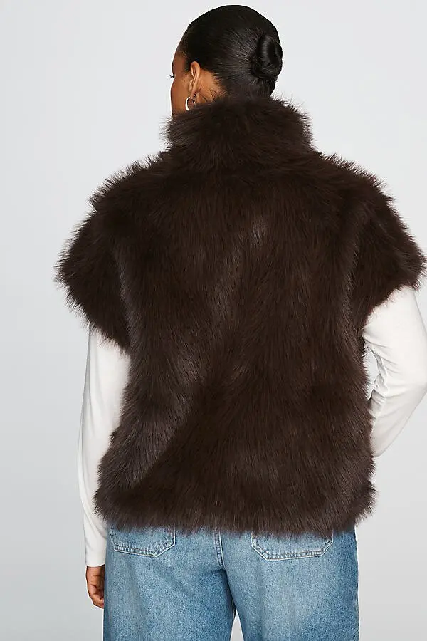 Sanctuary Faux Fur Vest Jacket - Brown