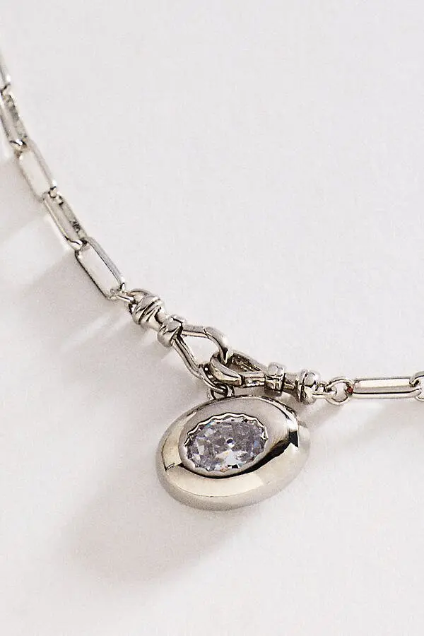 Anthropologie Sideways Oval Necklace - Silver