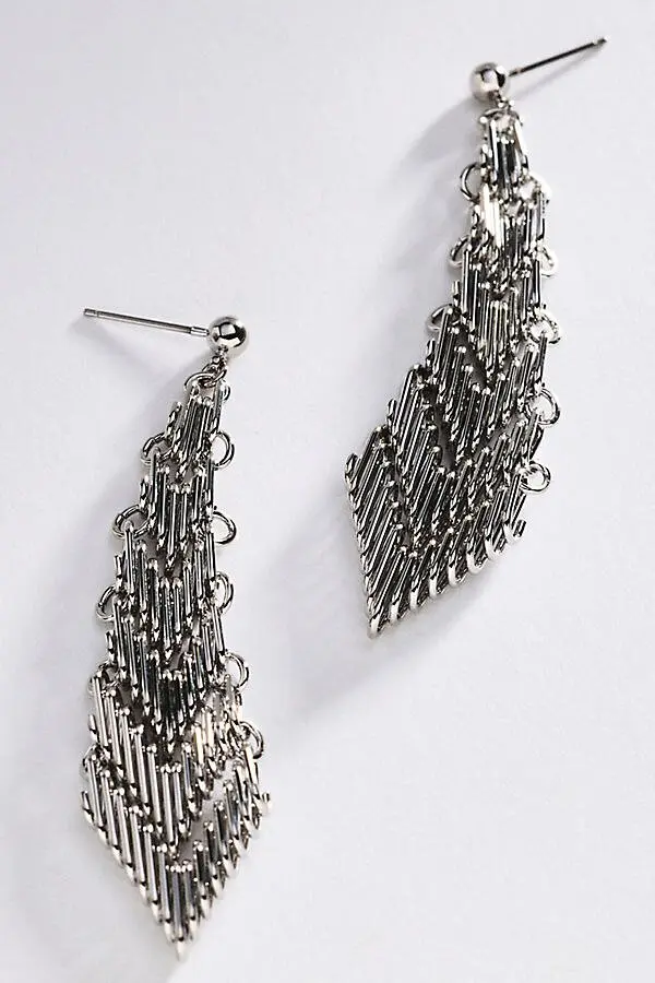 Anthropologie Woven Metal Drop Earrgs - Silver