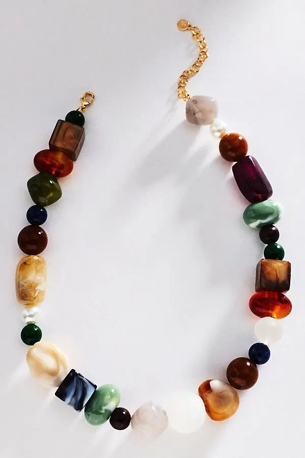 MACRAE & CO. Woodland Beaded Necklace - Neutral Pattern