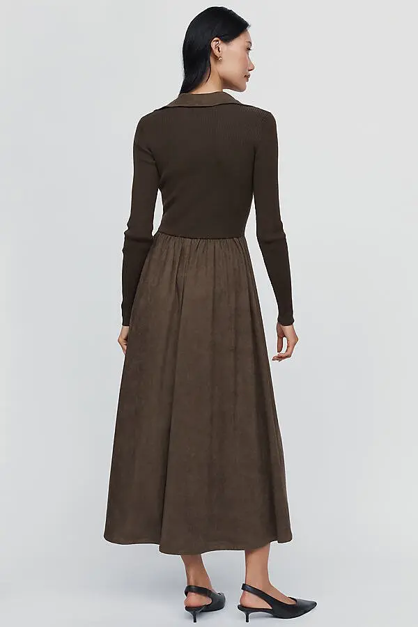 Moon River Twofer Lace Up Midi Dress