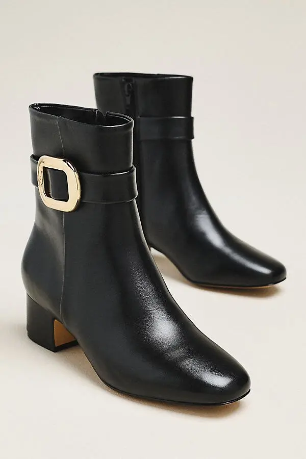 Maeve Buckle Block-heel Boots - Black