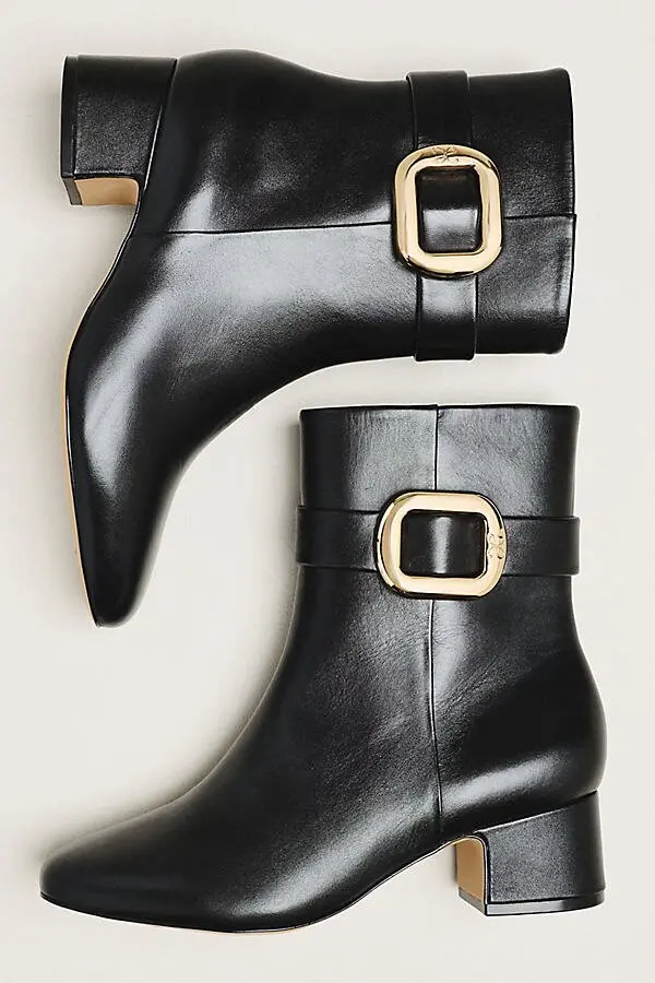 Maeve Buckle Block-heel Boots - Black