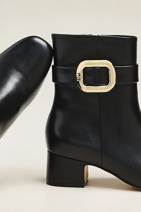 Maeve Buckle Block-heel Boots - Black