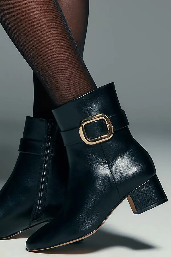 Maeve Buckle Block-heel Boots - Black