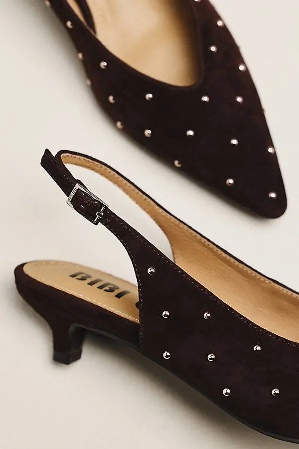 BIBI LOU Nomi Slgback Kitten Heels - Chocolate