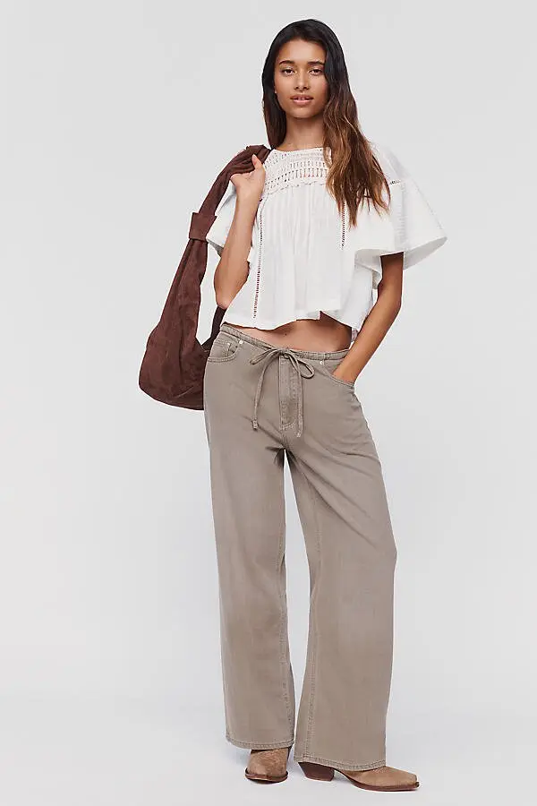 DL1961 Aura Sienna Low-slung Wide-leg Relaxed Jeans - Green