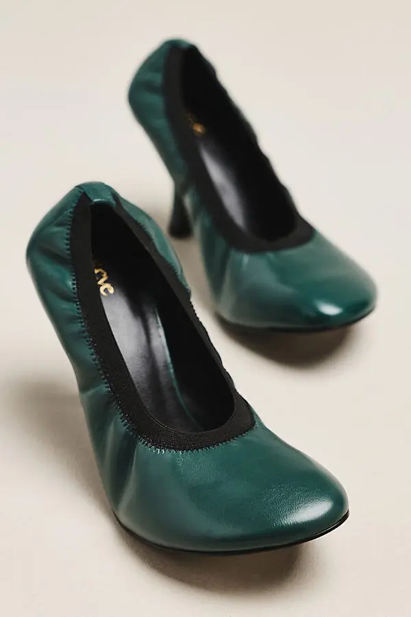 Maeve Sock Pump Heels - Olive