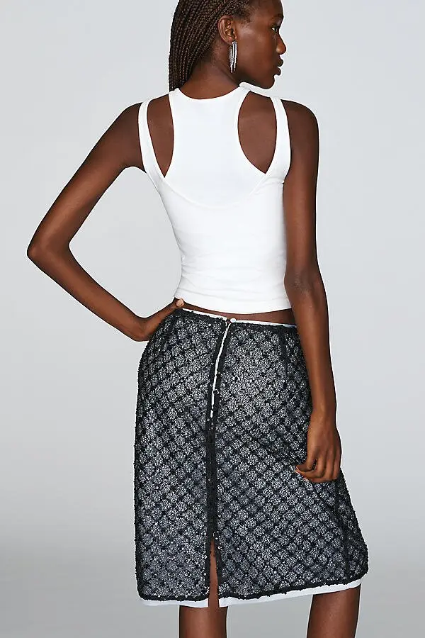 SECOND FEMALE Shima Sequed Midi Skirt