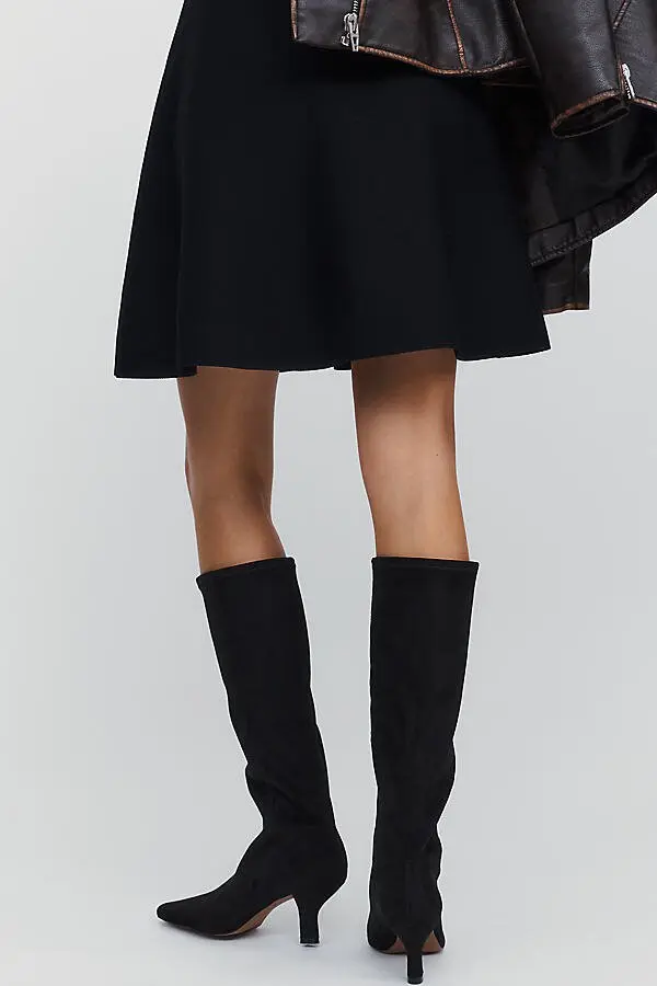 Maeve Square-toe Tall Sock Boots - Black