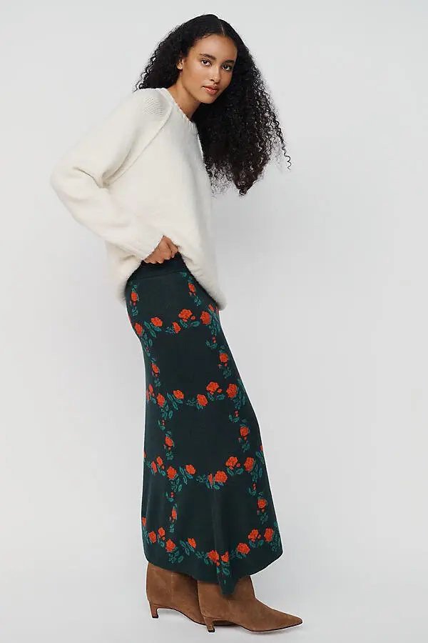 THE TINY BIG SISTER Roses Midi Skirt