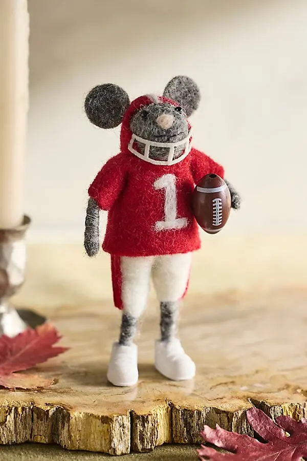 TERRAIN Football Mouse Felt Critter - Red