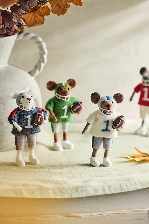 TERRAIN Football Mouse Felt Critter - Red
