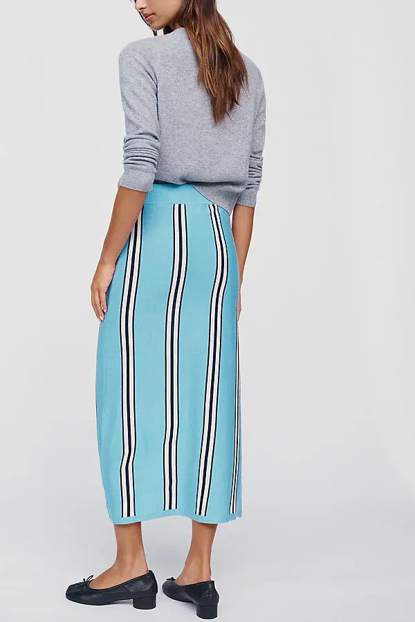 THE TINY BIG SISTER 100% Mero Wool Striped Skirt