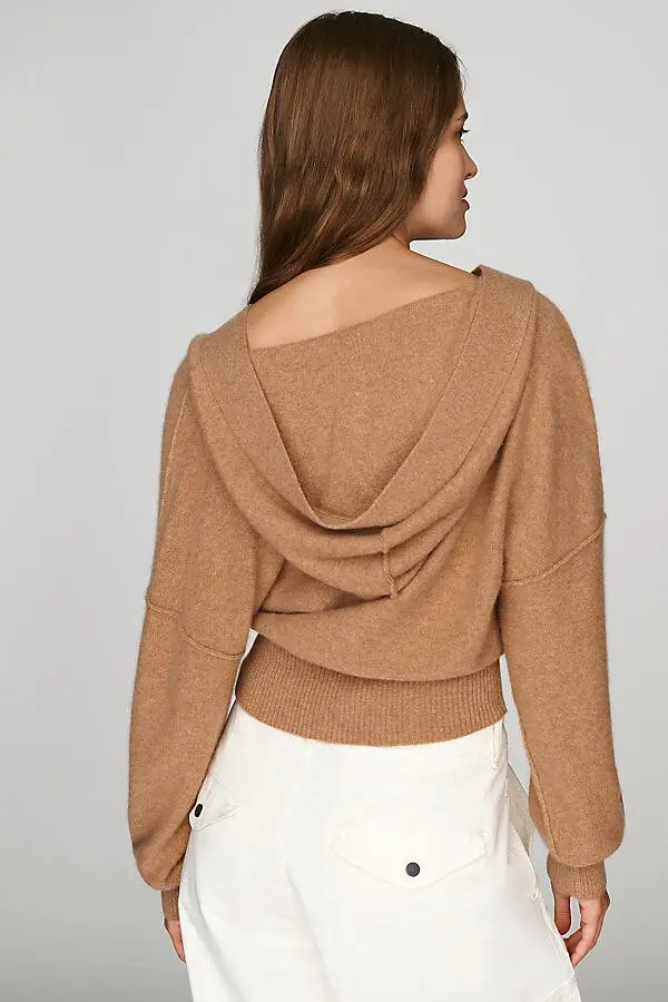 PILCRO 100% Cashmere V-neck Sweater - Tan