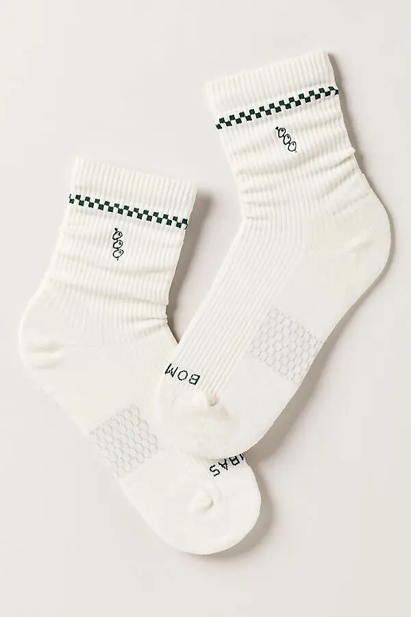 BOMBAS Embroidered Crew Socks - Olive
