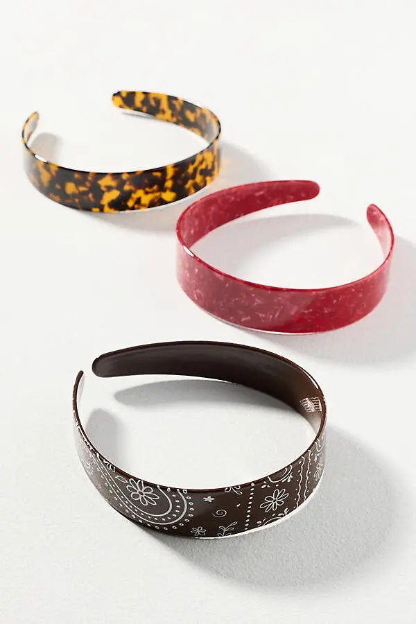 FRASIER STERLING Patterned Headbands, Set Of 3 - Brown Pattern