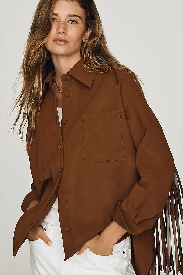 SIEMPRE Faux Suede Frge Buttondown Shirt