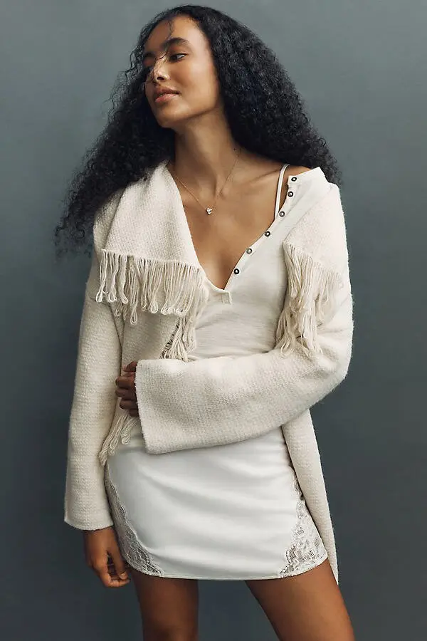 Anthropologie Mariel Longle Frge Cardigan - Cream
