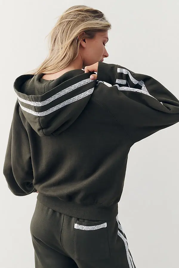 Sundry 100% Cotton Long-sleeve Cropped Hoodie - Dark Olive