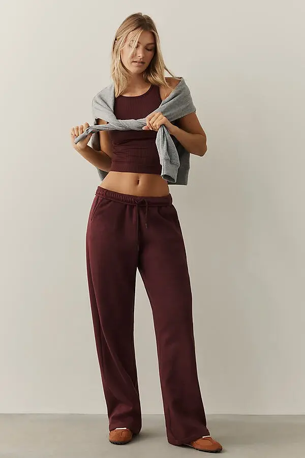 Daily Practice Fleece Wide-leg Sweatpants - Cabernet