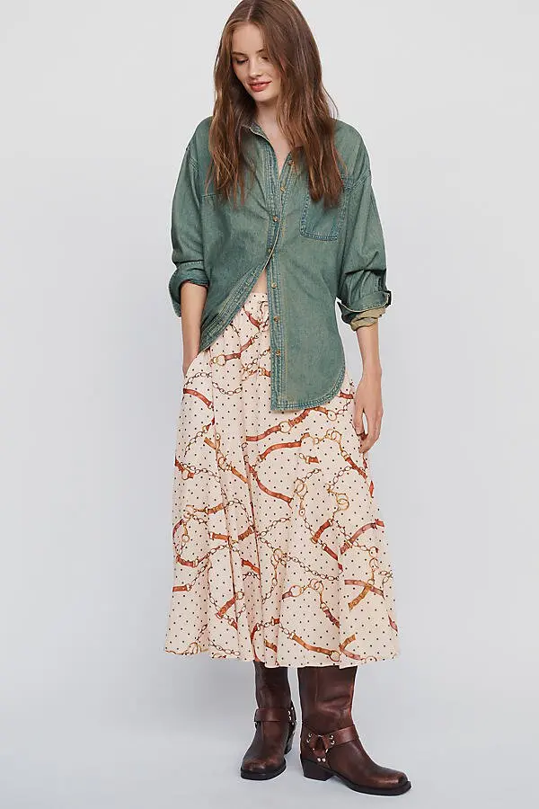 Greylin Megan Godet Midi Skirt