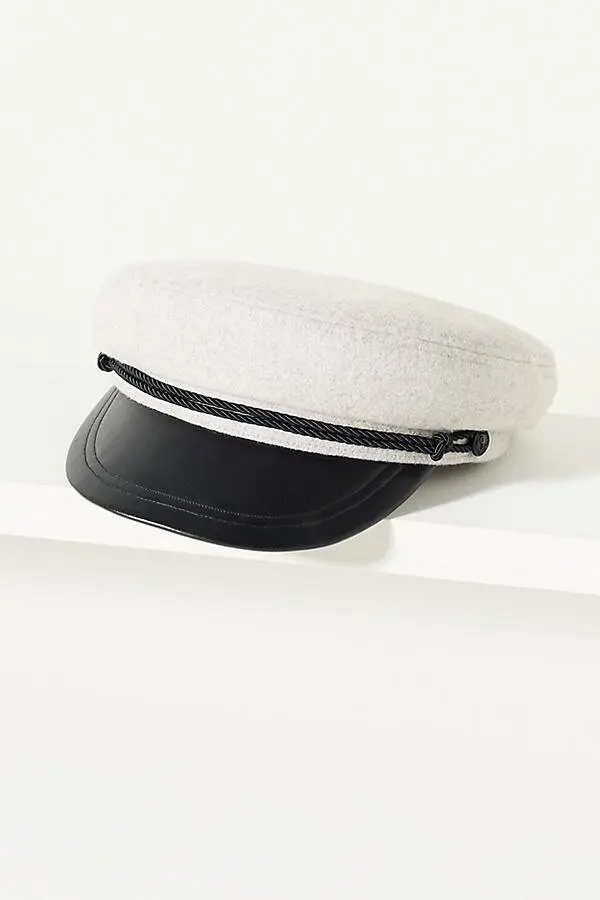 WYETH Knox Leather Wool Newsboy Cap - Grey