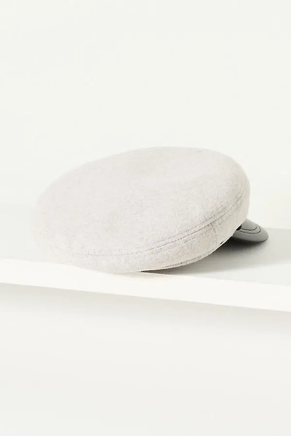 WYETH Knox Leather Wool Newsboy Cap - Grey