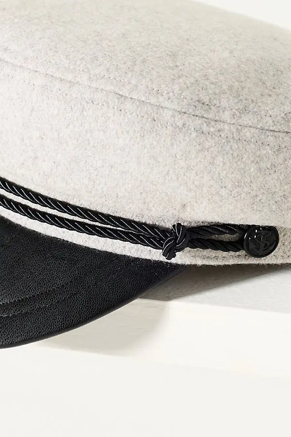 WYETH Knox Leather Wool Newsboy Cap - Grey