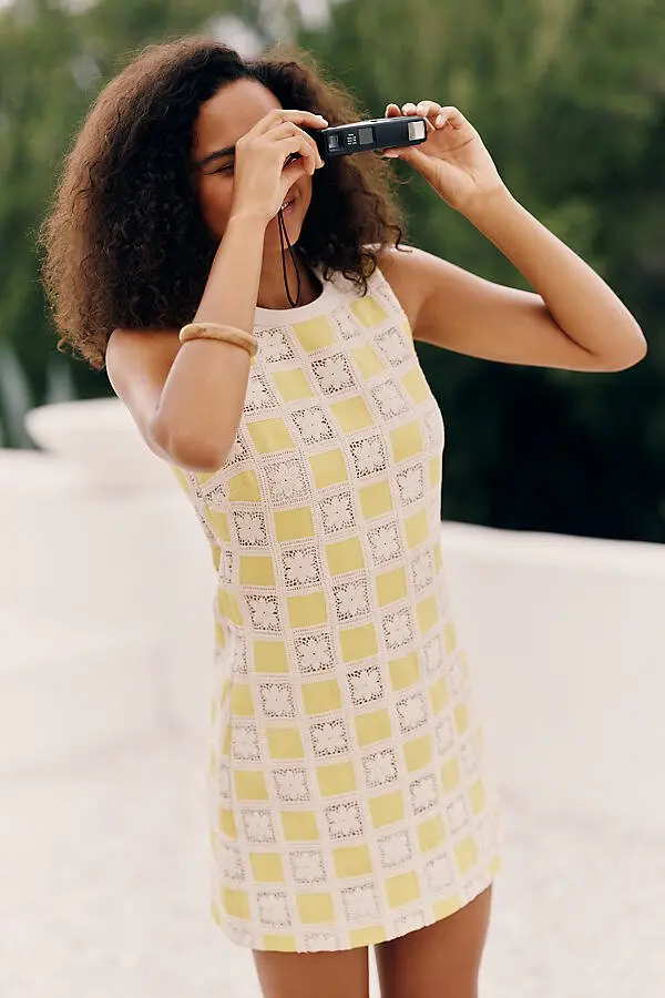 English Factory Crochet Dress - Yellow Pattern