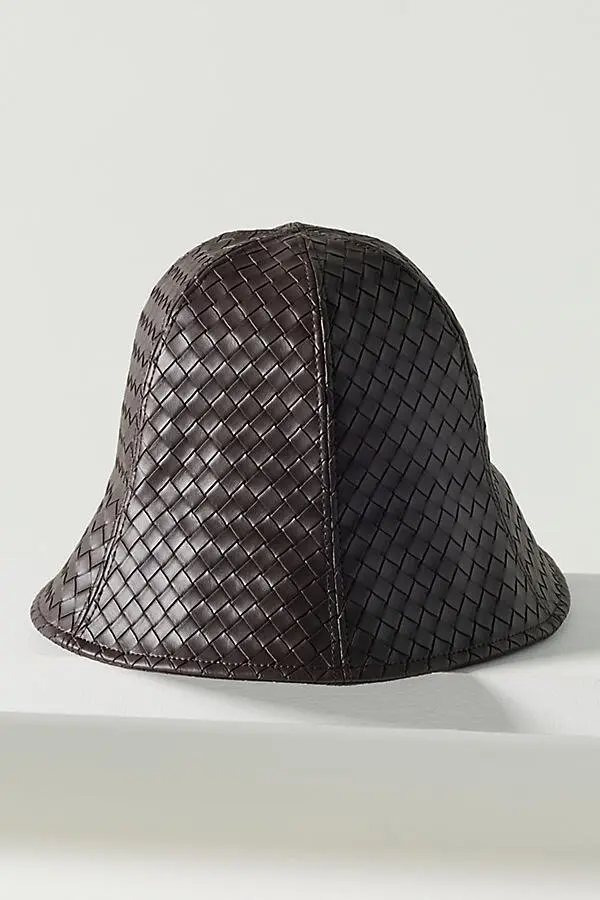WYETH Woven Leather Cloche - Chocolate