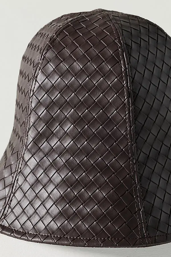 WYETH Woven Leather Cloche - Chocolate