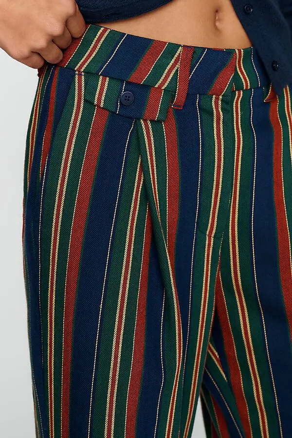 THINKING MU Cabanon 100% Cotton Striped Pants