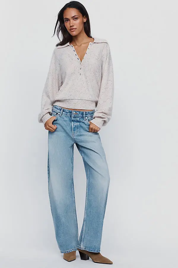 EB DENIM Shifter Bowed Mid-rise Tapered Jeans