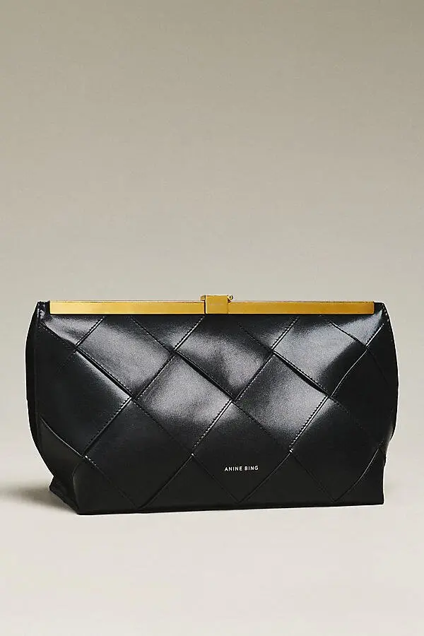 ANINE BING Braided Leather Clutch