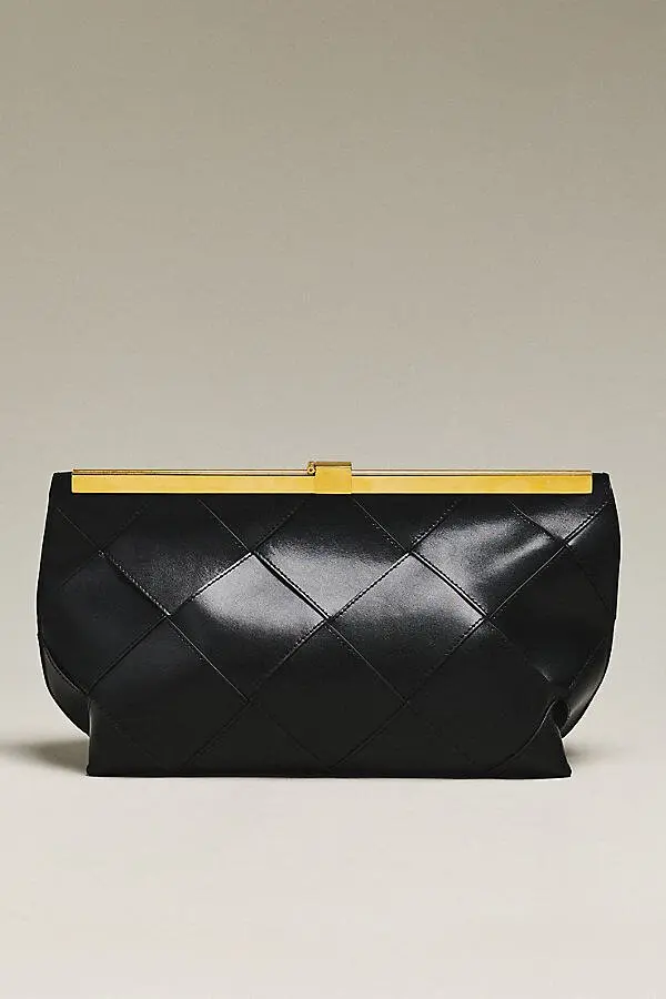 ANINE BING Braided Leather Clutch