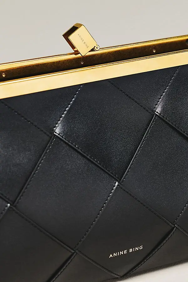 ANINE BING Braided Leather Clutch