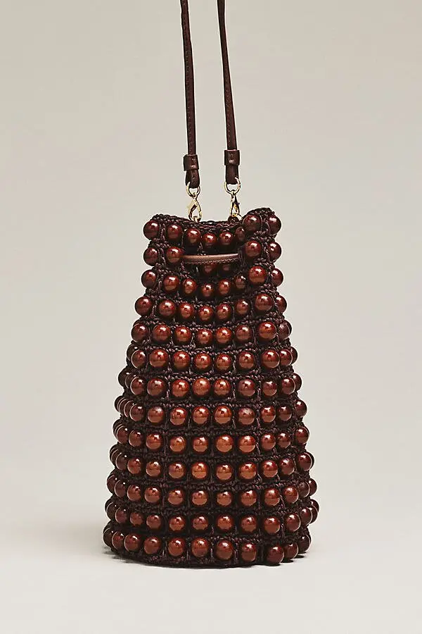 Farm Rio Beaded Macramé Bucket Bag