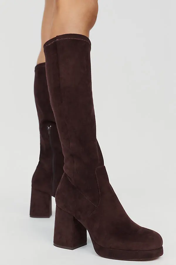 SILENT D Georgia Platform Tall Boots - Chocolate