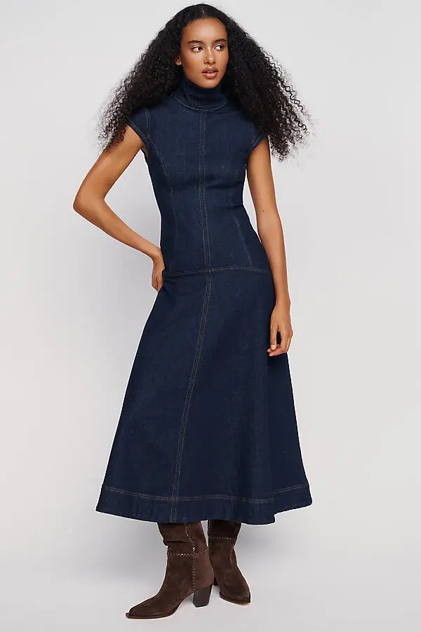 ALIGNE Monroe Godet Denim Maxi Dress