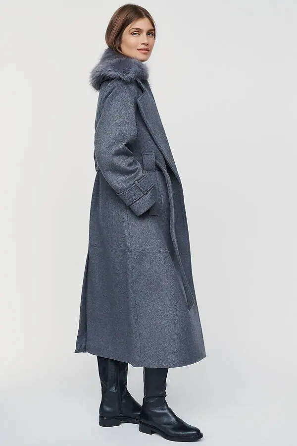 ALIGNE George Fur Collar Wrap Coat Jacket
