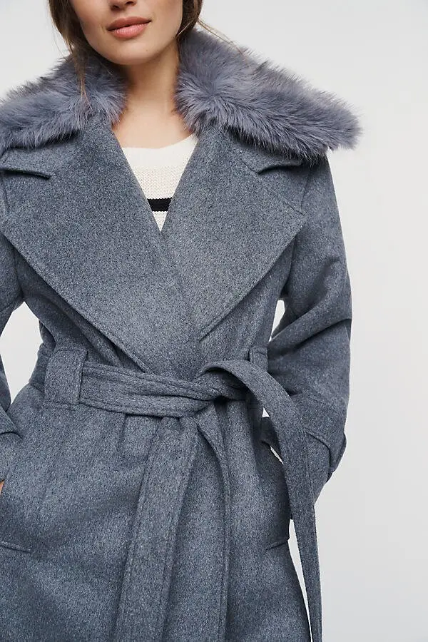 ALIGNE George Fur Collar Wrap Coat Jacket