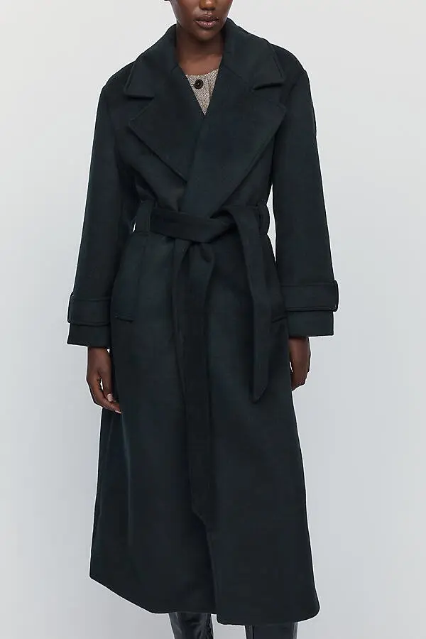 ALIGNE George Faux Fur Collared Wrap Coat Jacket